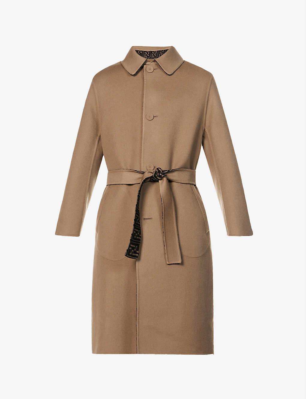 FENDI Spread-Collar Button-Fastened Wool And Silk-Blend Trench Coat ...