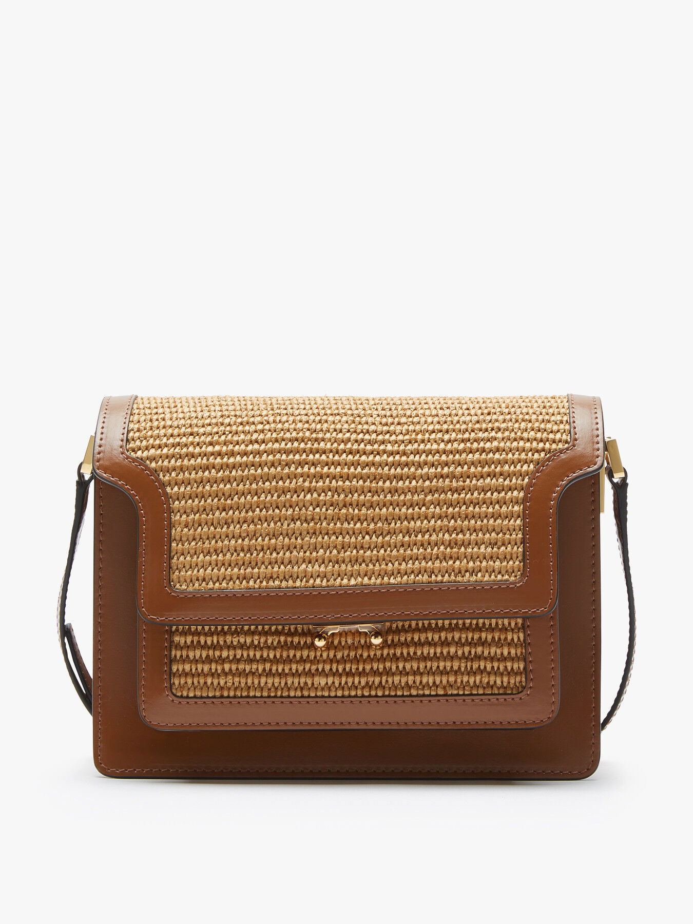MARNI Trunk Soft Medium Raffia Bag in RAW SIENNA/MOCA/POMPEII | endource