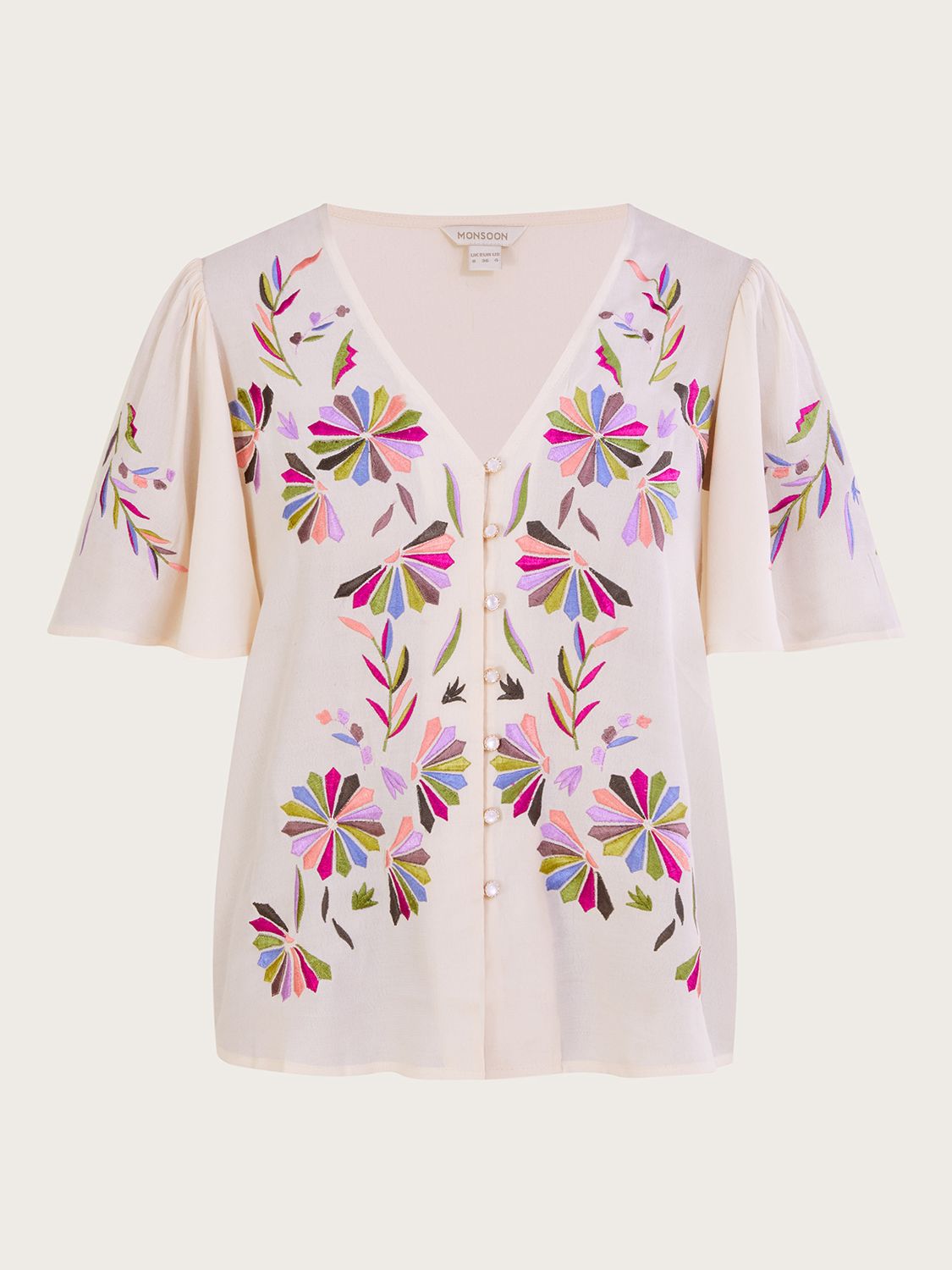 Monsoon Farah Embroidered Top in Ivory | Endource