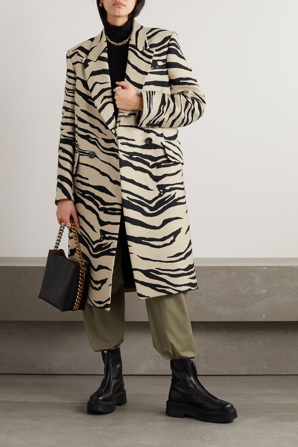 STELLA MCCARTNEY Double-Breasted Zebra-Print Coat | endource