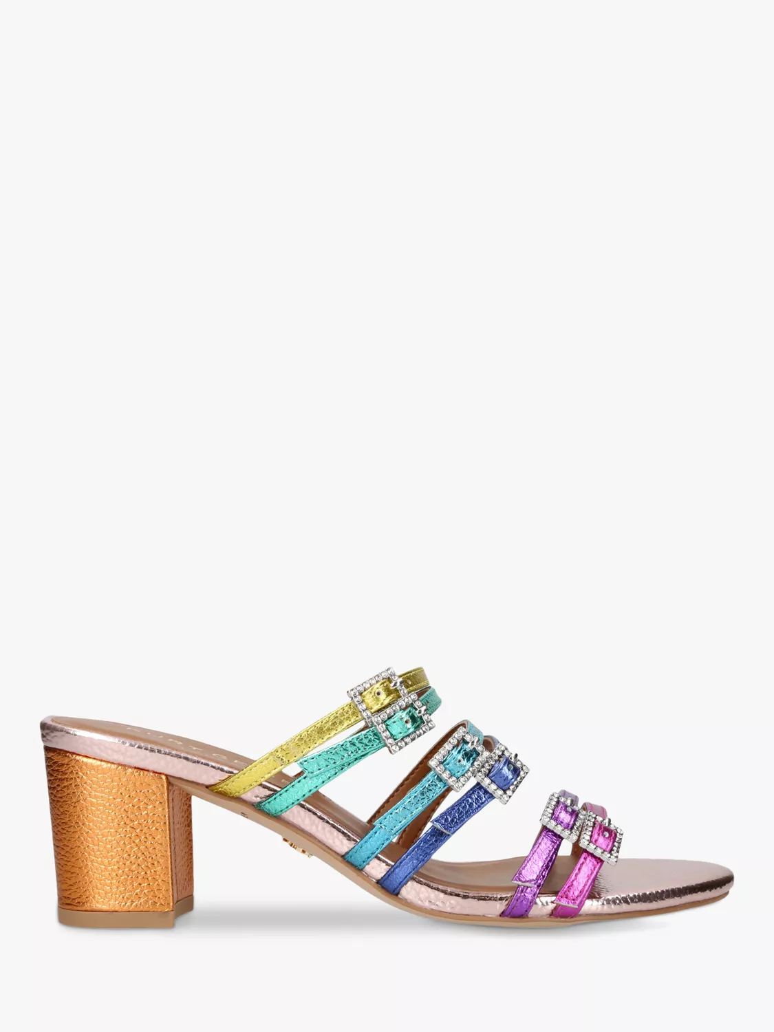 KURT GEIGER LONDON Pierra Leather Strap Mules in Multi | endource