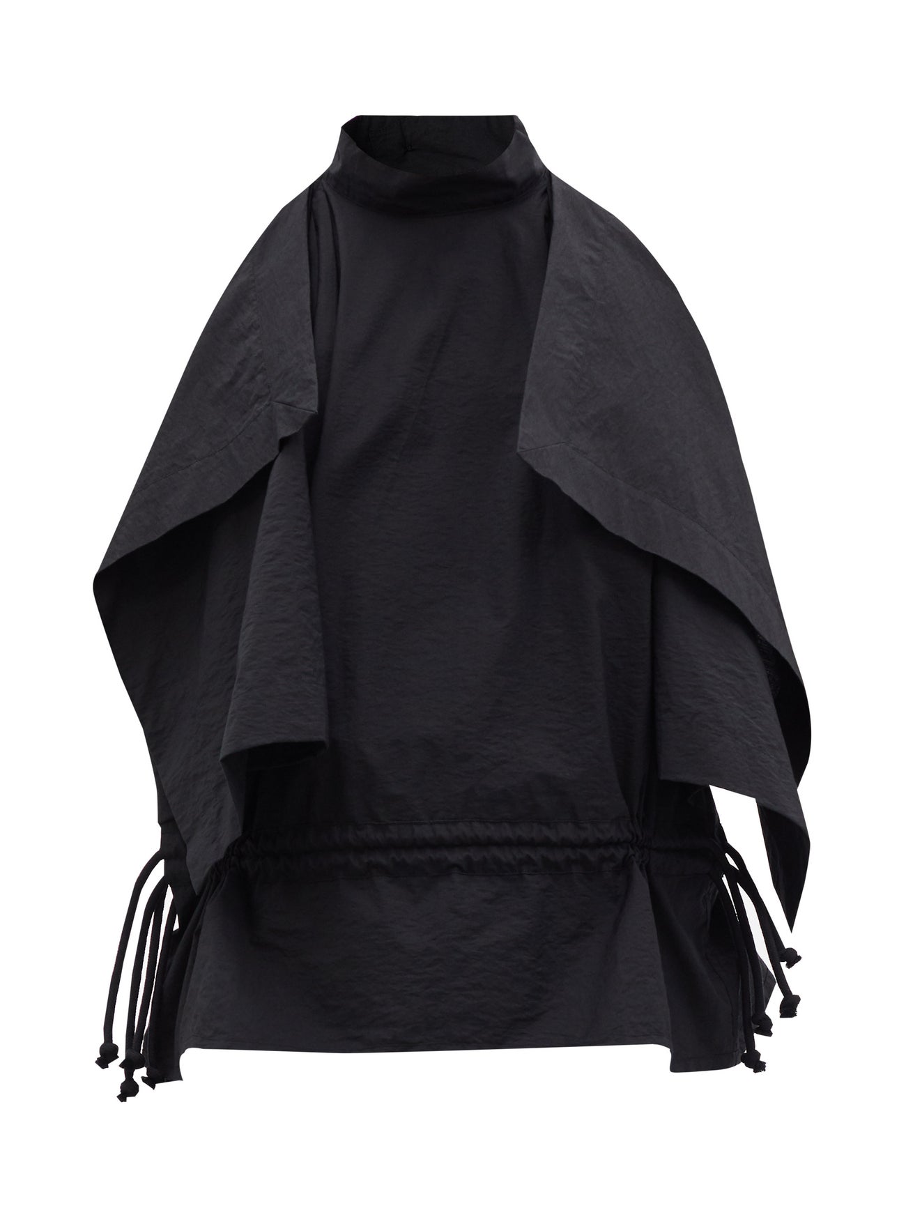 LEMAIRE Drawstring-Waist Draped Cotton-Blend Poplin Top in Black | Endource