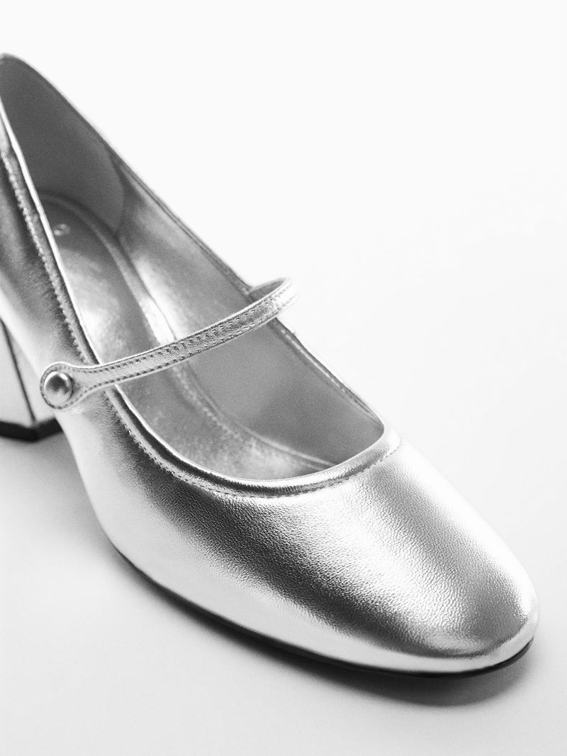 MANGO Sofi Block Heel Shoes in Silver | endource