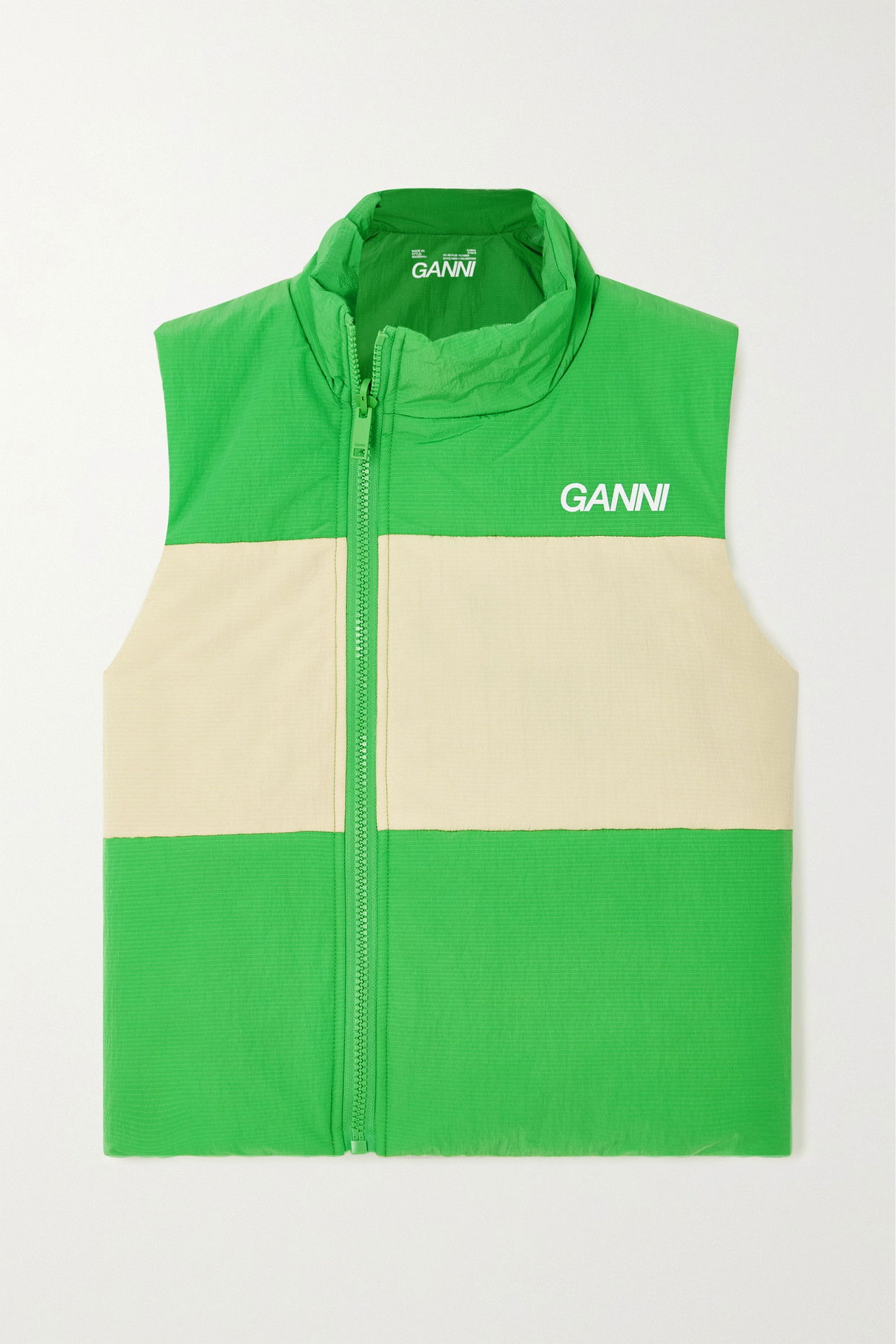 GANNI Two-Tone Recycled-Ripstop Vest in Green | endource