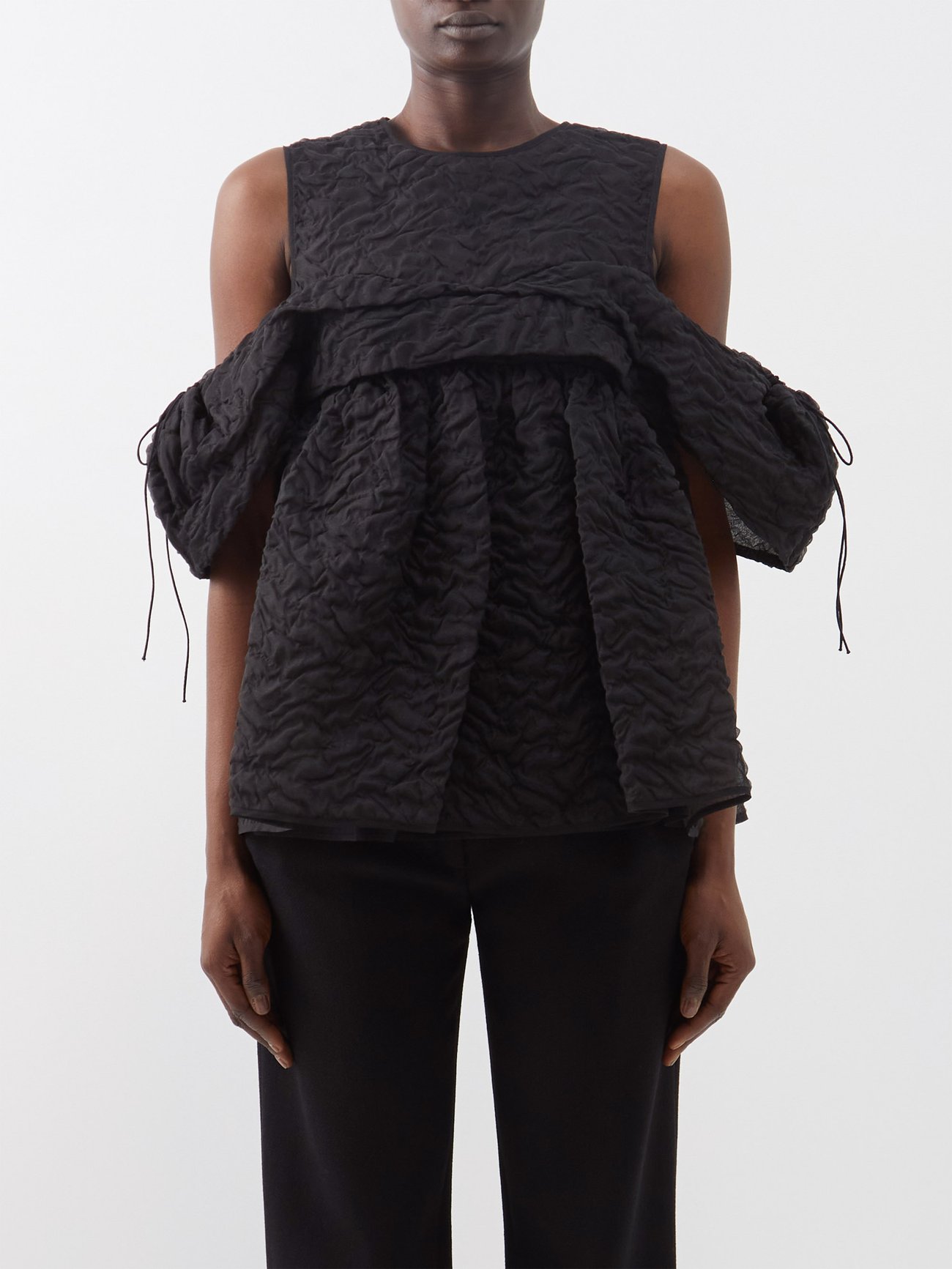 CECILIE BAHNSEN Nimbus Cold-Shoulder Cotton-Blend Blouse in Black ...