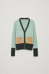 COS Colour-Block Cardigan in Turquoise / camel / green | endource