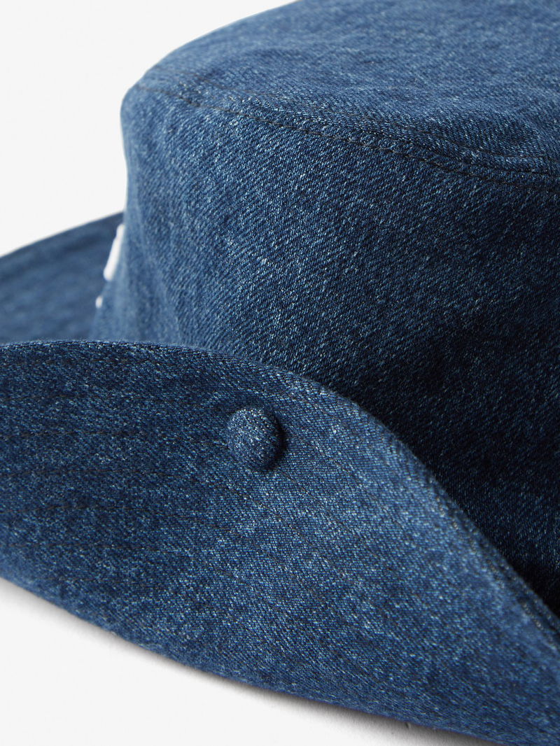 MIU MIU Logo Embroidered Denim Cowboy Hat in Navy | endource