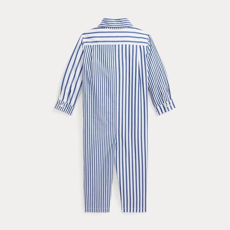 RALPH LAUREN Striped Cotton Poplin Fun Coverall in Blue | endource