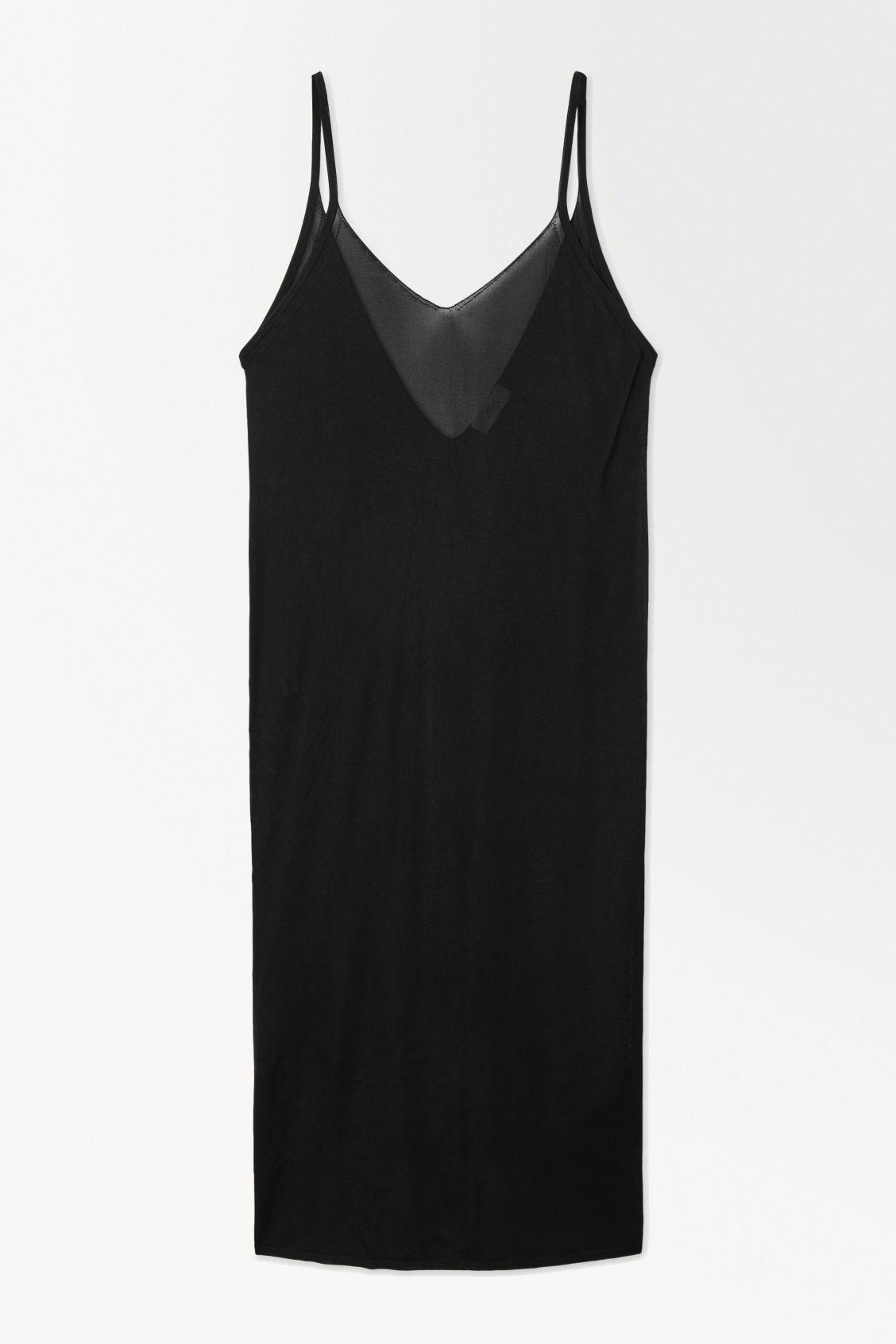 COS The Sheer Knitted Slip Dress in BLACK | Endource