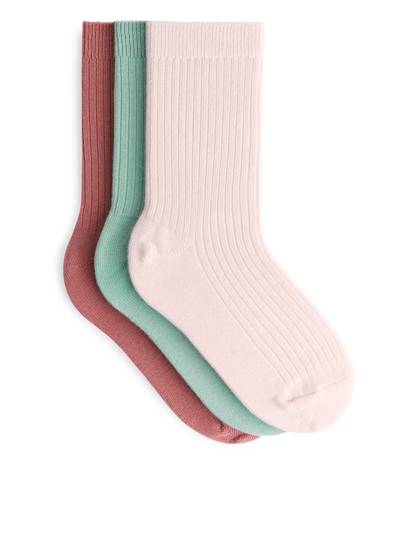 ARKET Rib Knit Socks, 3 Pairs in Pink/Green | Endource