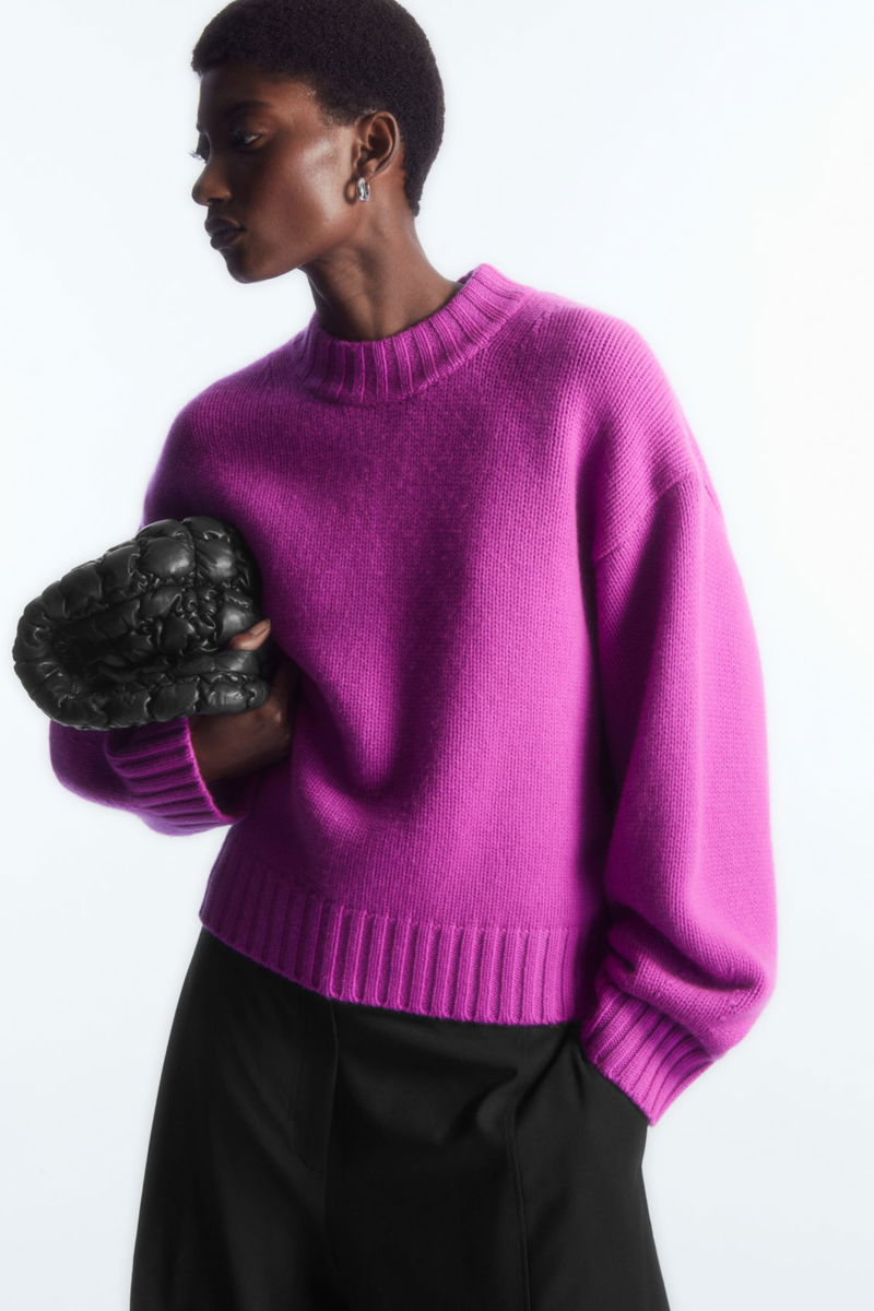 Cos Chunky Pure Cashmere Crew Neck Jumper In Purple Endource