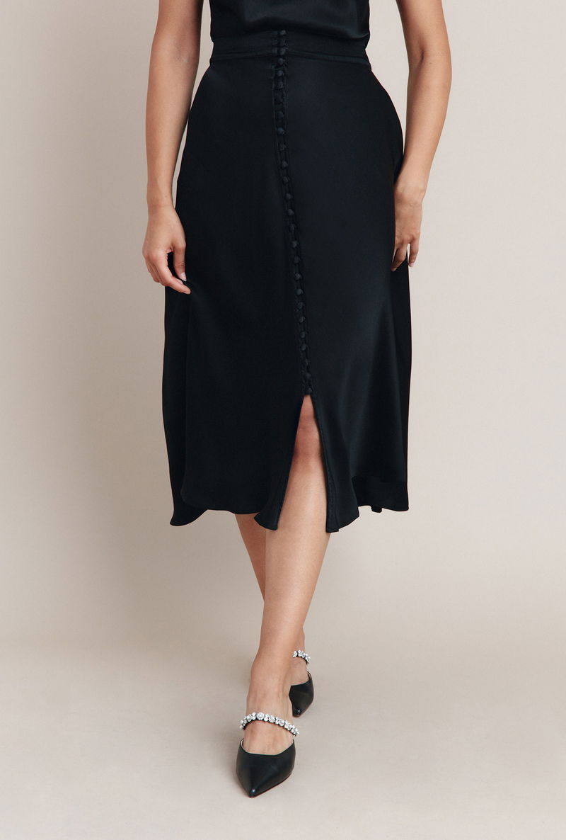 GHOST Eva Satin Slip Midi Skirt | Endource