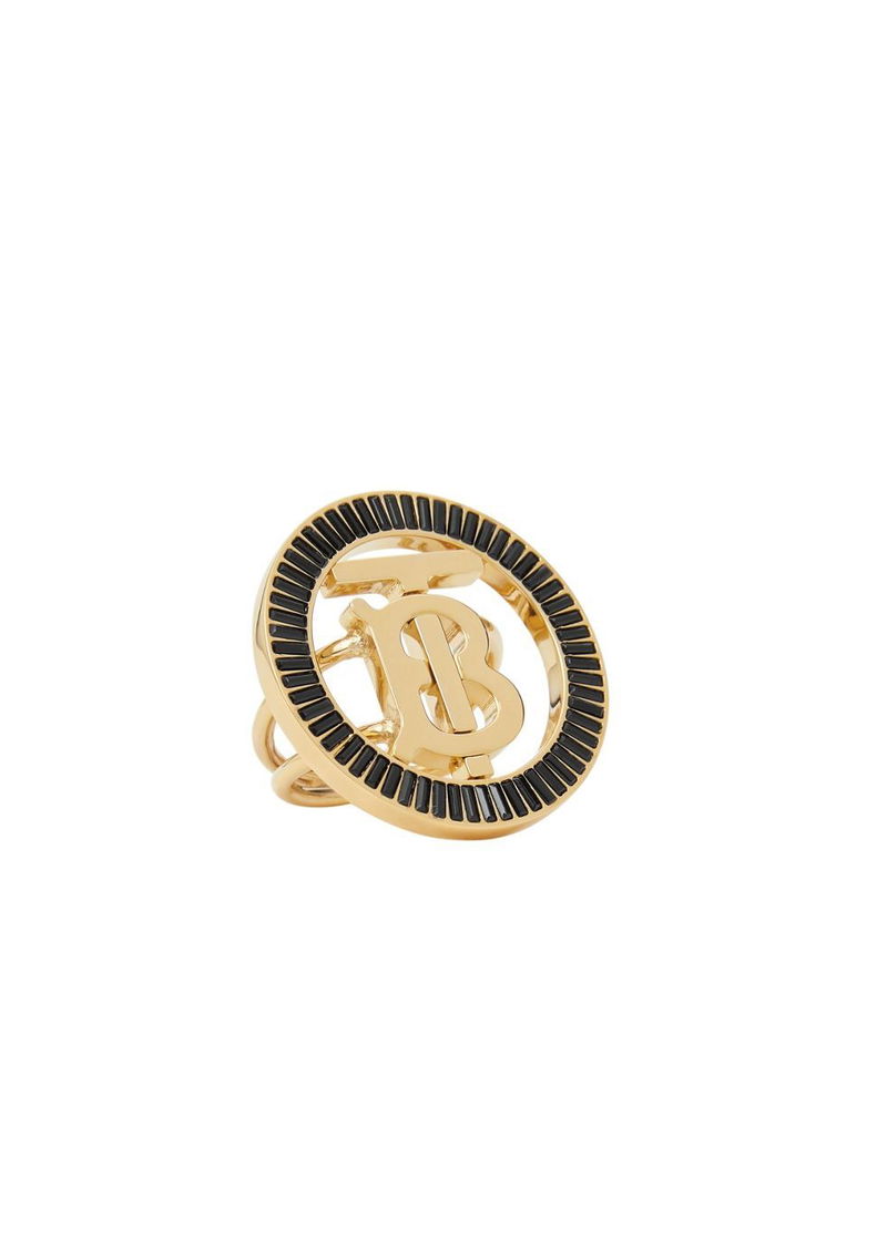 BURBERRY Crystal Detail Gold-Plated Monogram Motif Ring | Endource