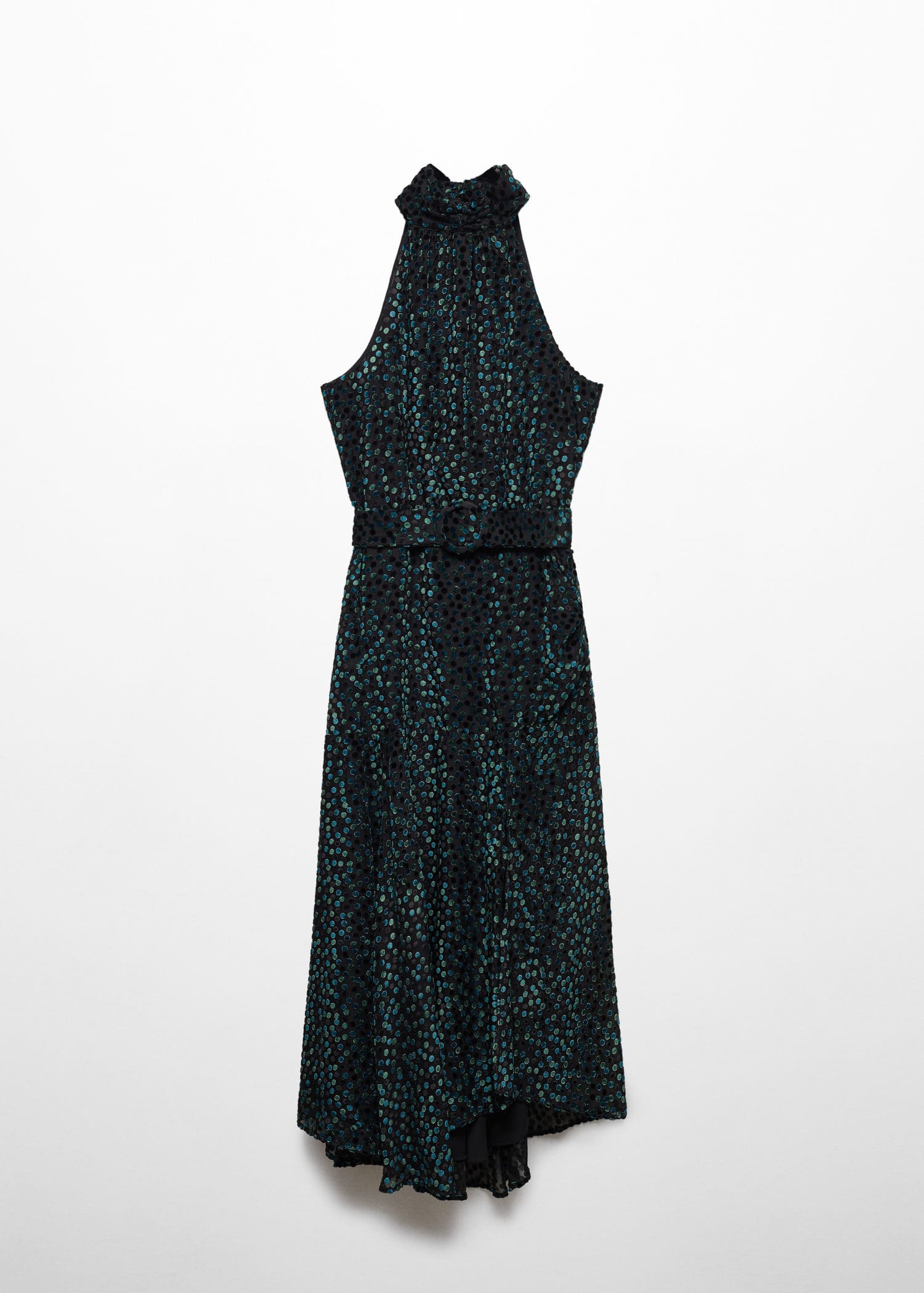 MANGO Halter Velvet Dress in Black | endource
