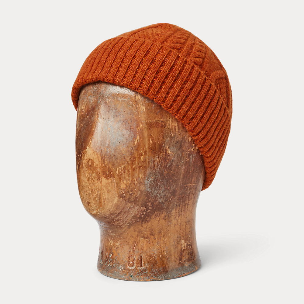 RALPH LAUREN RRL Aran-Knit Cashmere Watch Cap in Orange | Endource
