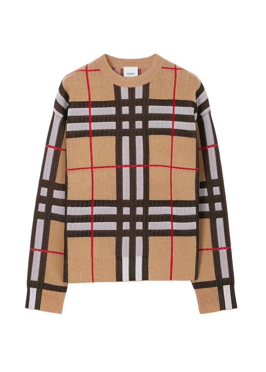 BURBERRY Check Technical Cotton Sweater | endource