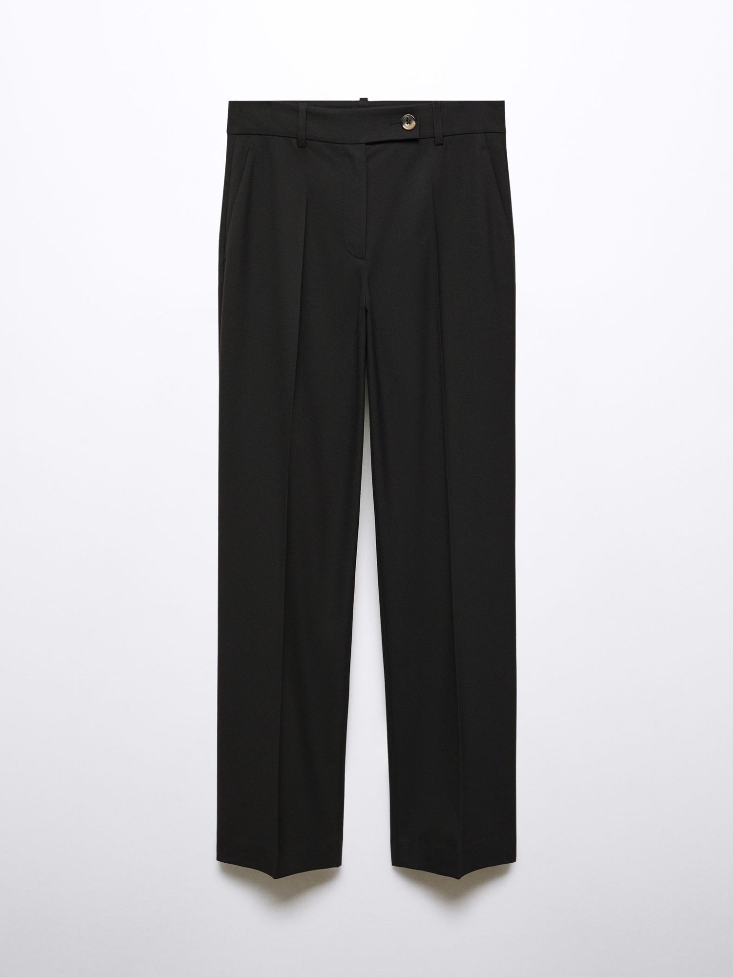 MANGO Leo Straight Leg Trousers in Black | endource