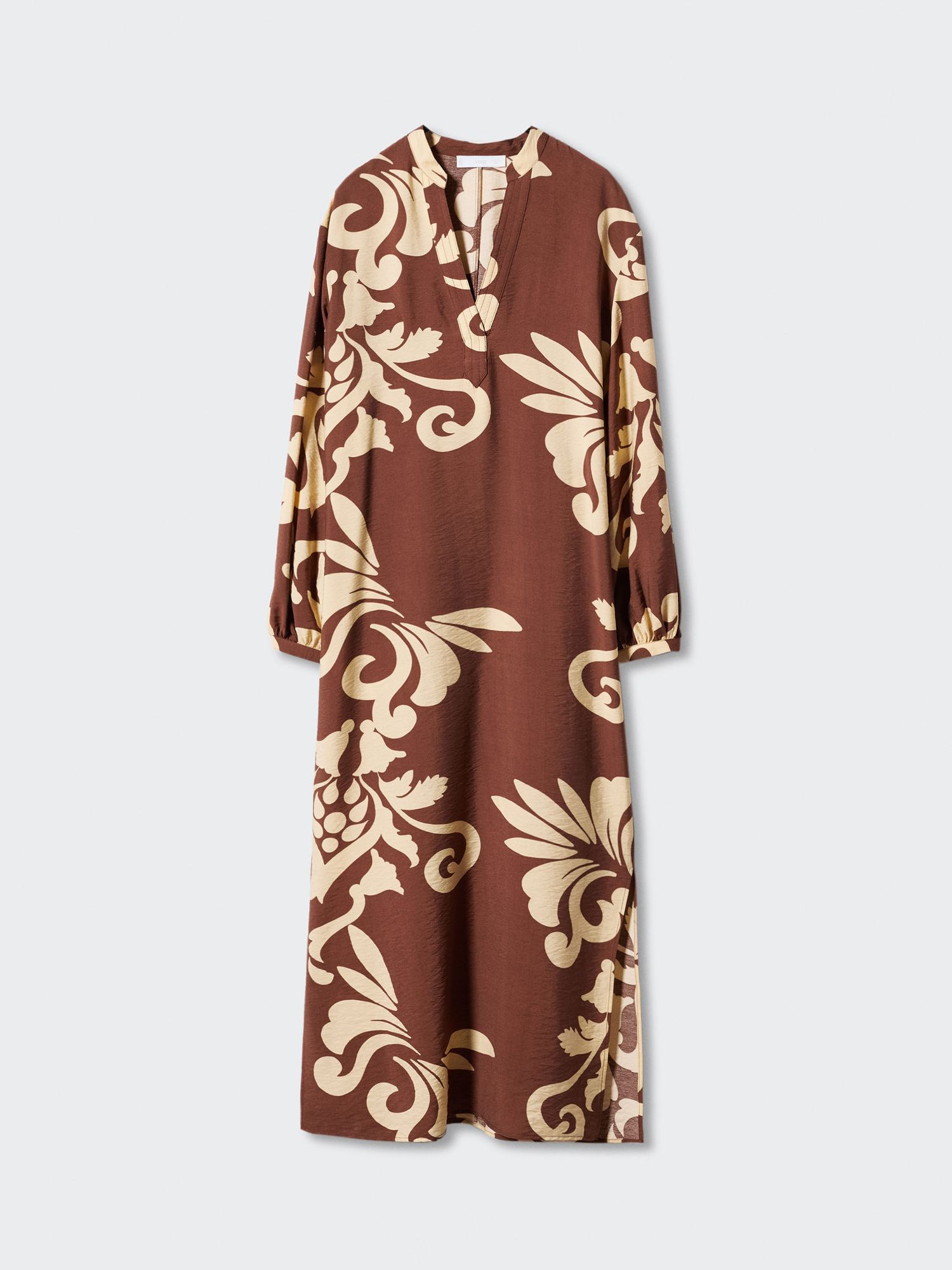 MANGO Coco Baroque Dress in Brown | endource