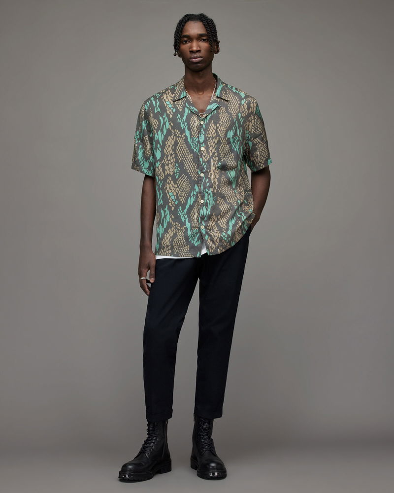 ALLSAINTS Krait Snake Print Shirt in Brown | Endource