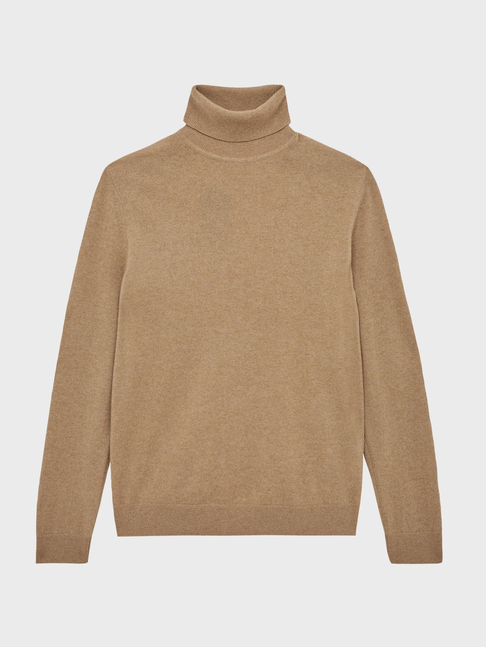 REISS Regal Roll Neck 100% Cashmere Jumper in Camel | endource
