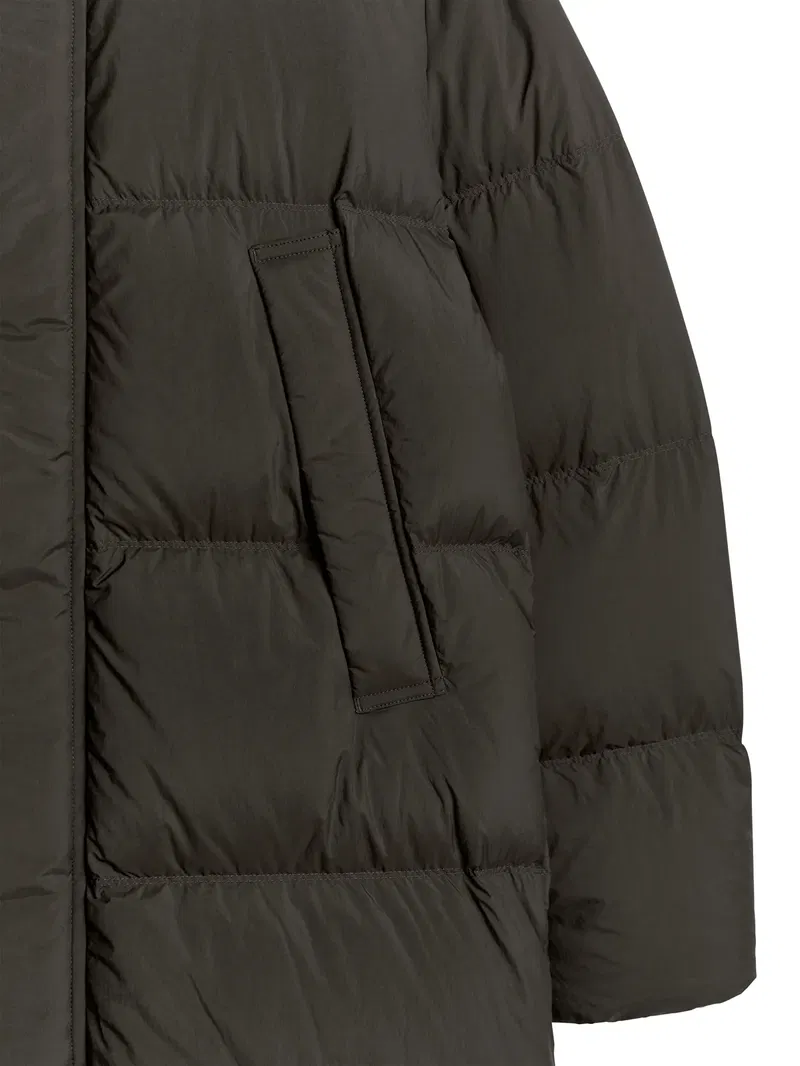 ARKET Long Down Puffer Jacket in Dark Brown | Endource