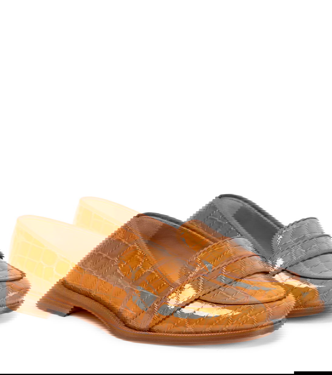 AQUAZZURA Martin Croc-Effect Leather Loafers in Brown | endource