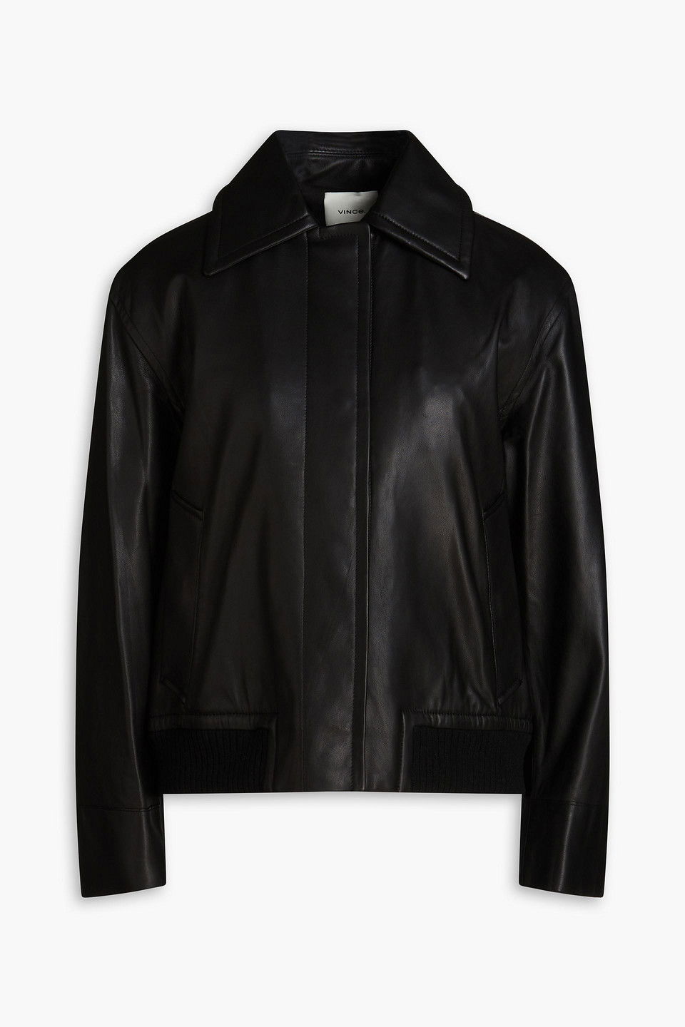 VINCE. Leather Jacket in Black | endource