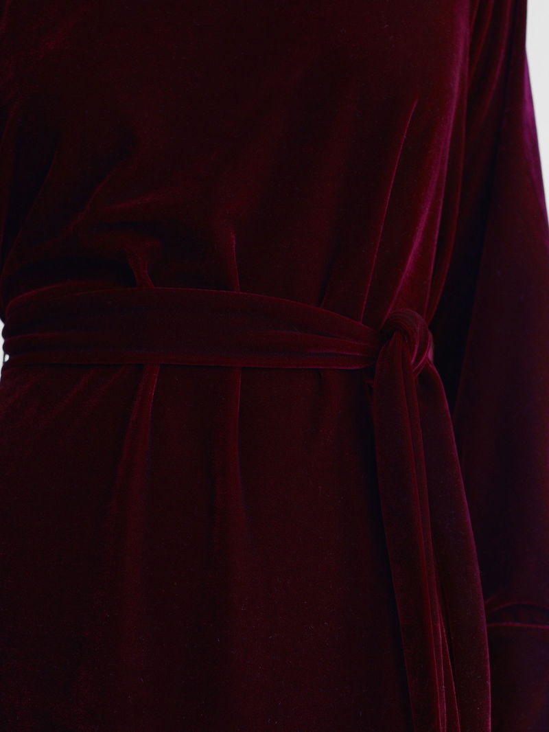 Reiss Essie Velvet Belted Mini Dress In Berry Endource