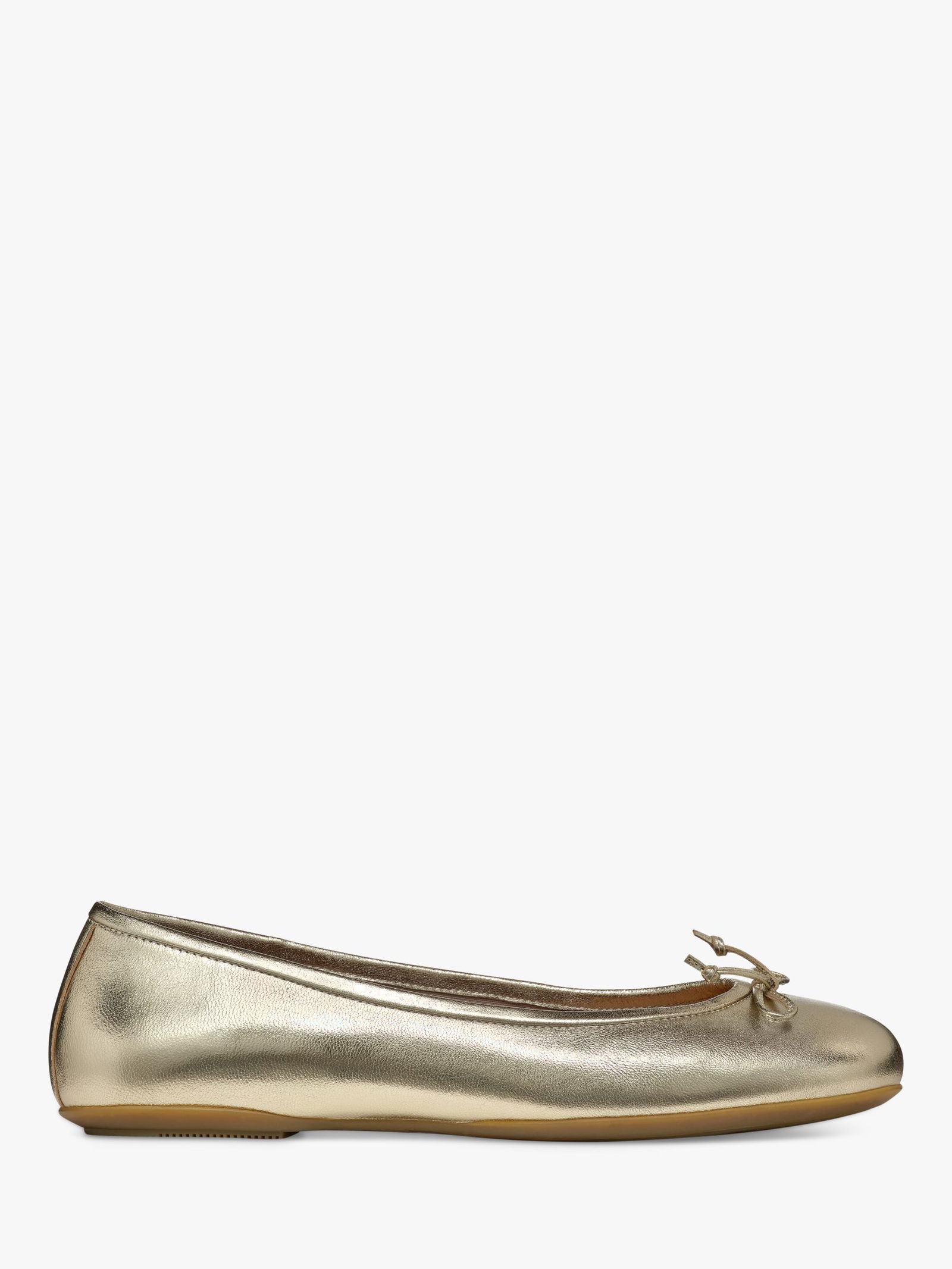 Geox Palmaria Leather Ballerina Shoes in Gold | Endource