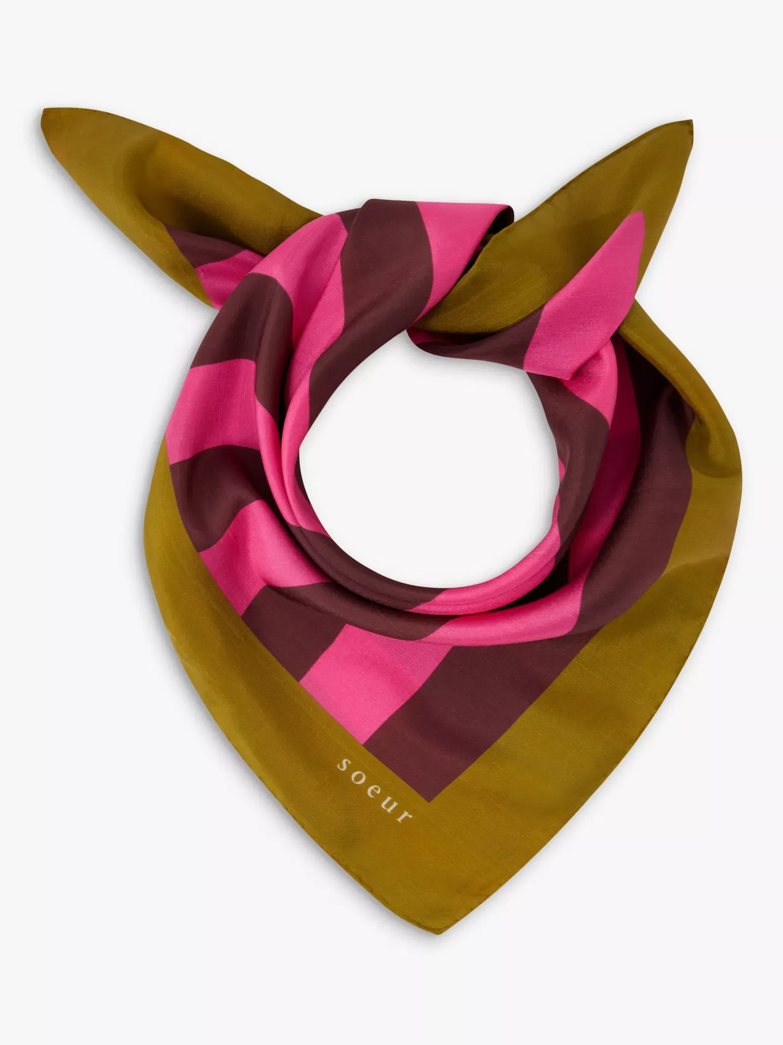 SOEUR Carre 2 Stripe Silk Scarf | Endource