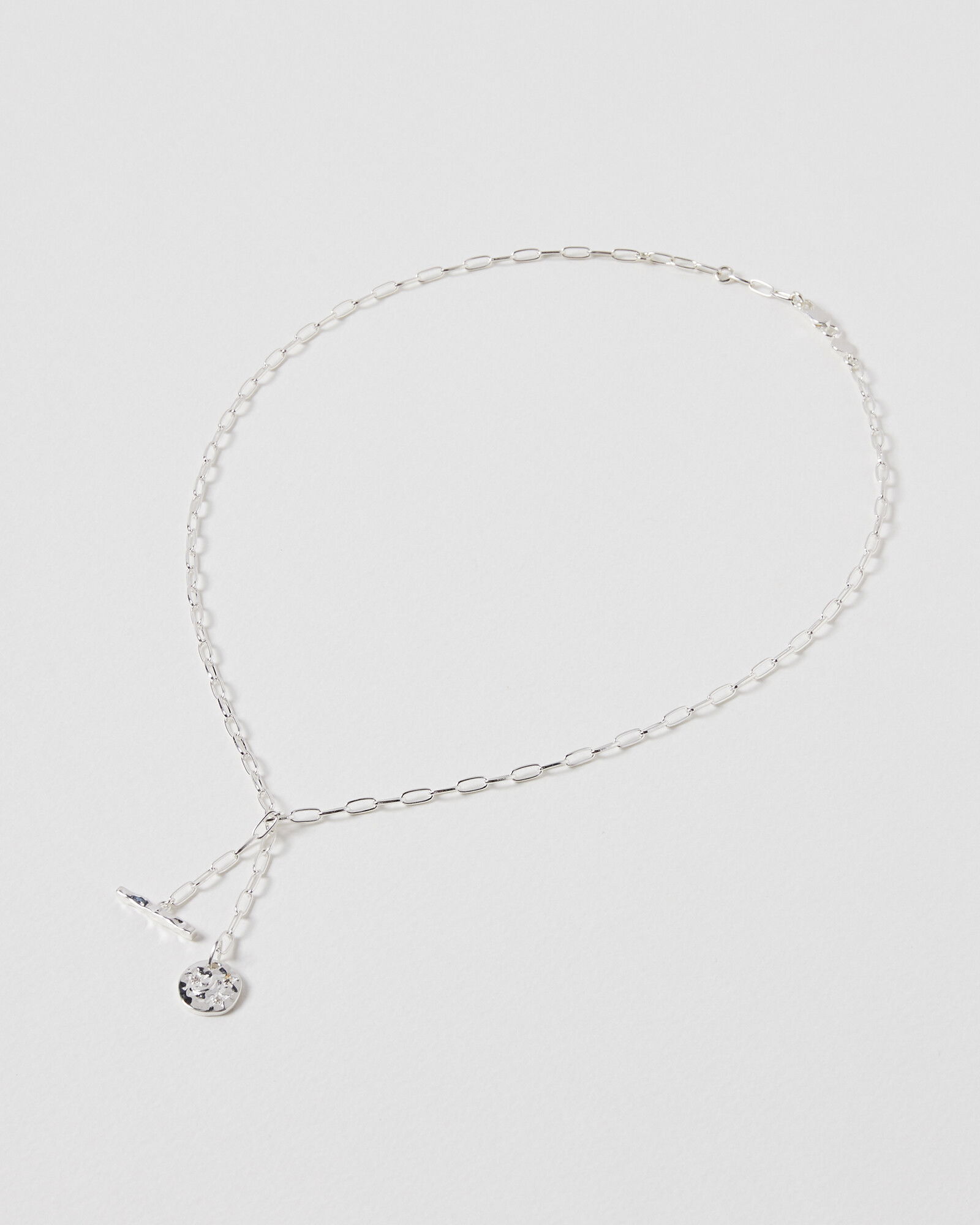 OLIVER BONAS Janus Celestial Disc & Bar Silver Plated Pendant Necklace ...