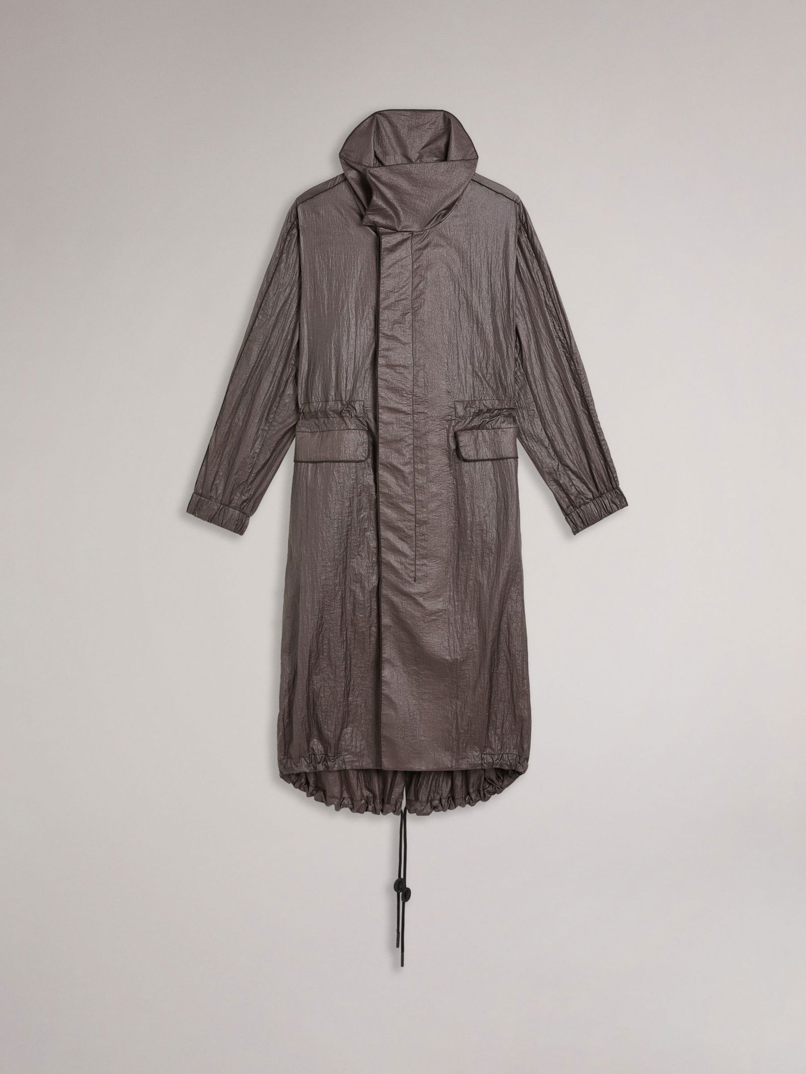 TED BAKER Kattis Hooded Long Coat in Dark Grey | Endource