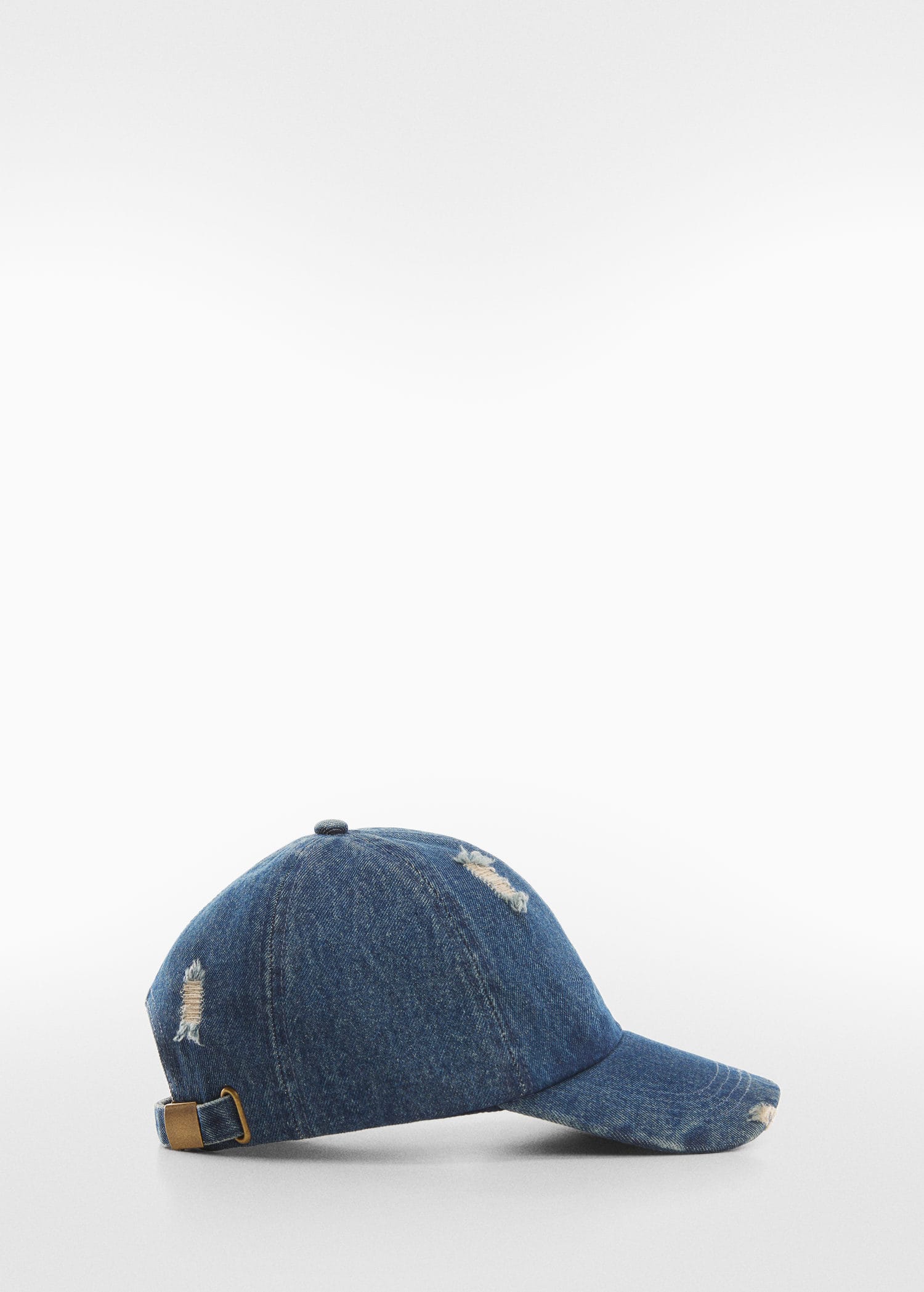 MANGO Ripped Denim Cap in Medium Blue | Endource