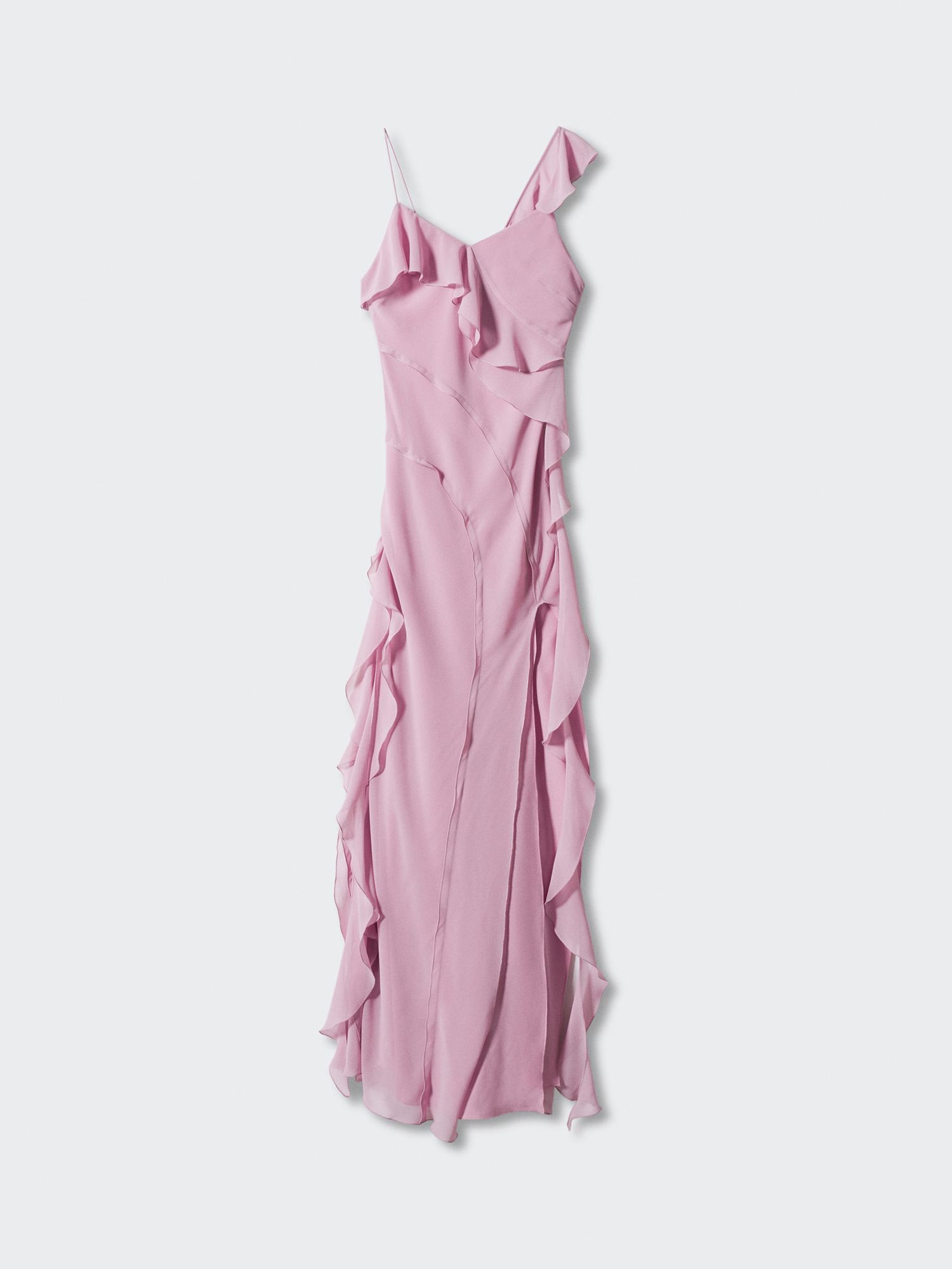 MANGO Nora Ruffle Maxi Dress in Pastel Pink | Endource