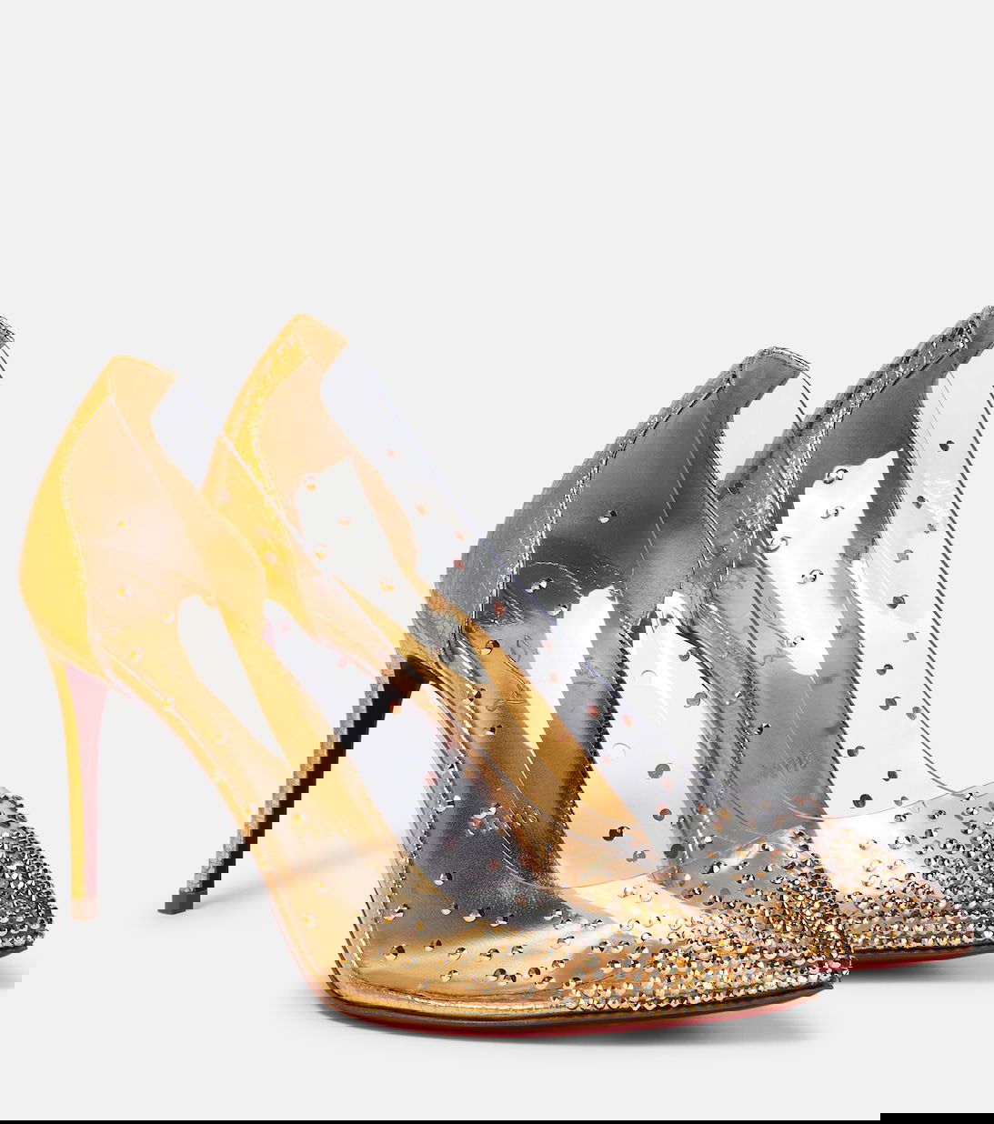 CHRISTIAN LOUBOUTIN Degrastrass Embellished PVC Pumps in Gold | Endource