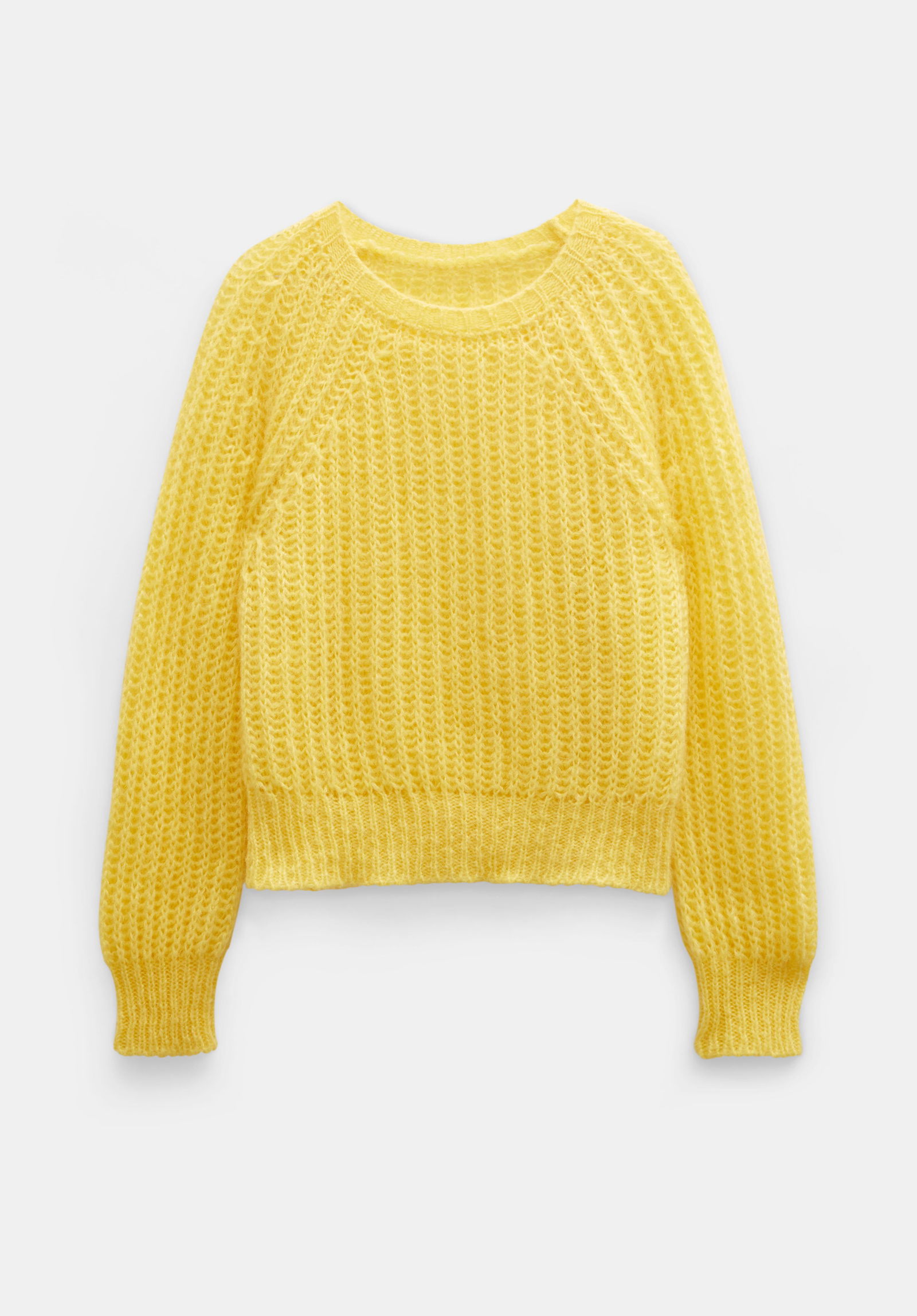 HUSH Tabby Fluffy Crew Jumper in Citrus | endource
