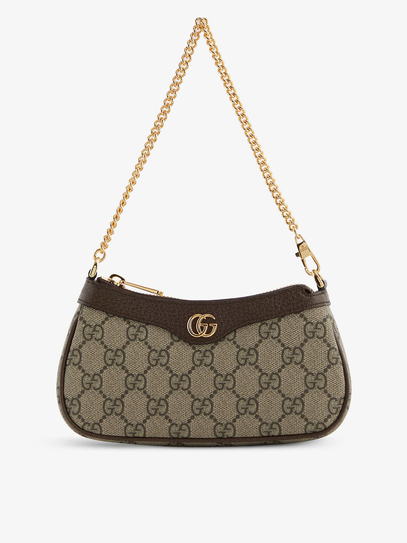 Gucci Ophidia Monogram Patterned Mini Canvas Shoulder Bag In Bebony