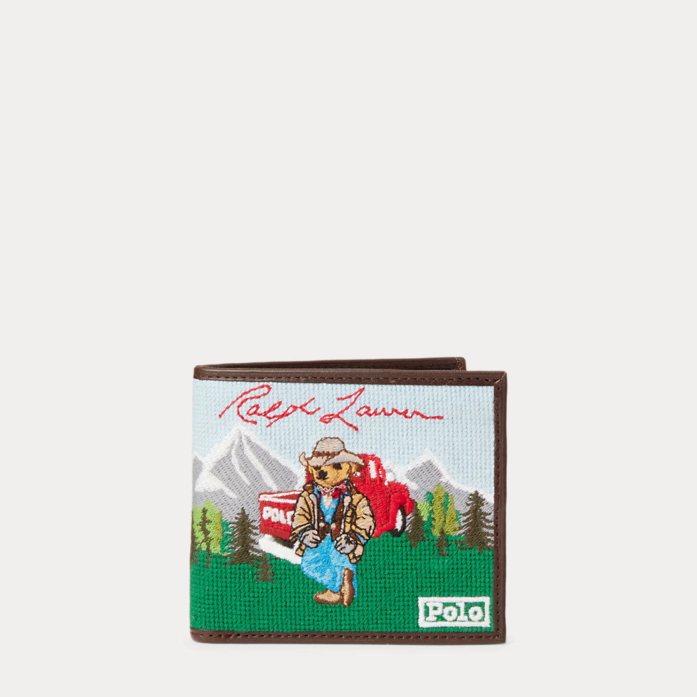 POLO RALPH LAUREN Polo Bear Western Needlepoint Wallet in Red | endource