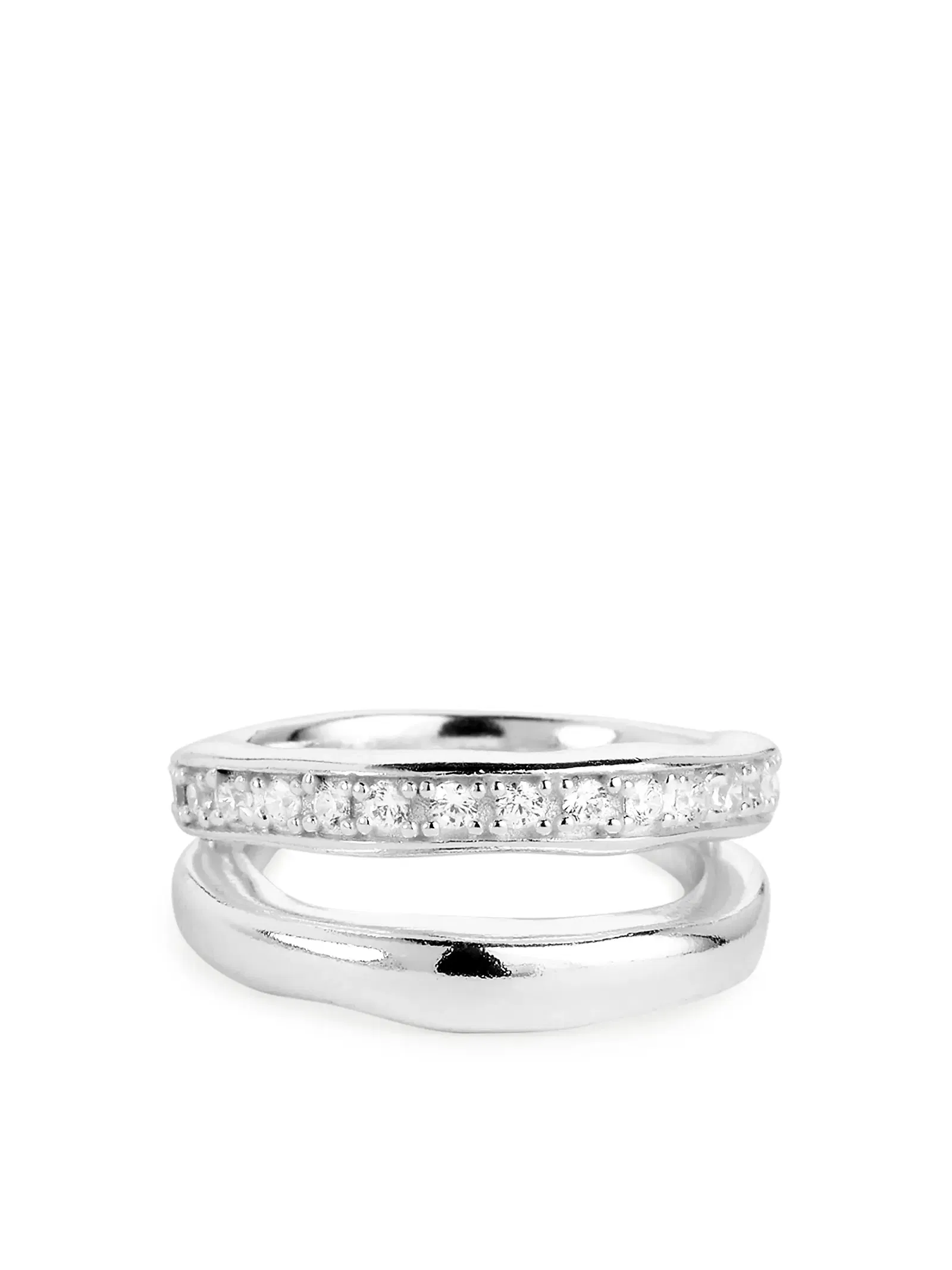 ARKET Rhinestone Double-Ring in Silver | endource