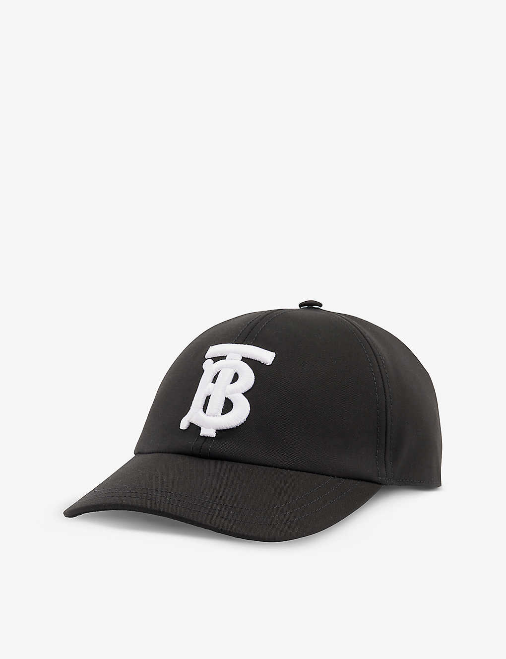 BURBERRY Emblem Brand-Logo Cotton-Twill Baseball Cap in BLACK / WHITE ...