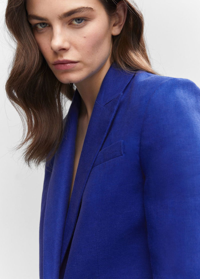 MANGO Linen Blazer Suit in Blue | Endource