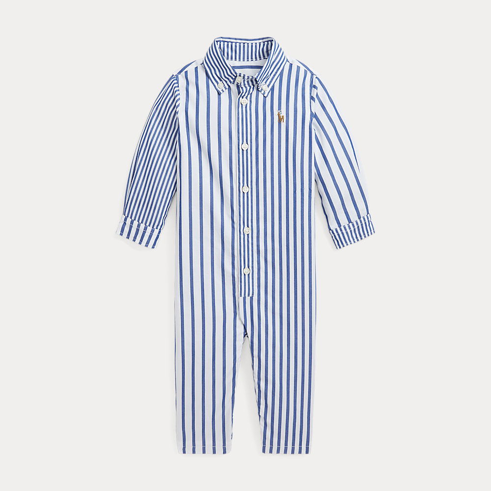 RALPH LAUREN Striped Cotton Poplin Fun Coverall in Blue | endource