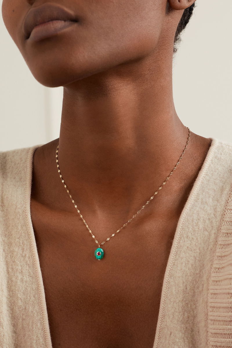 PASCALE MONVOISIN Holi 14-Karat Gold Malachite And Ruby Necklace in Gold | endource