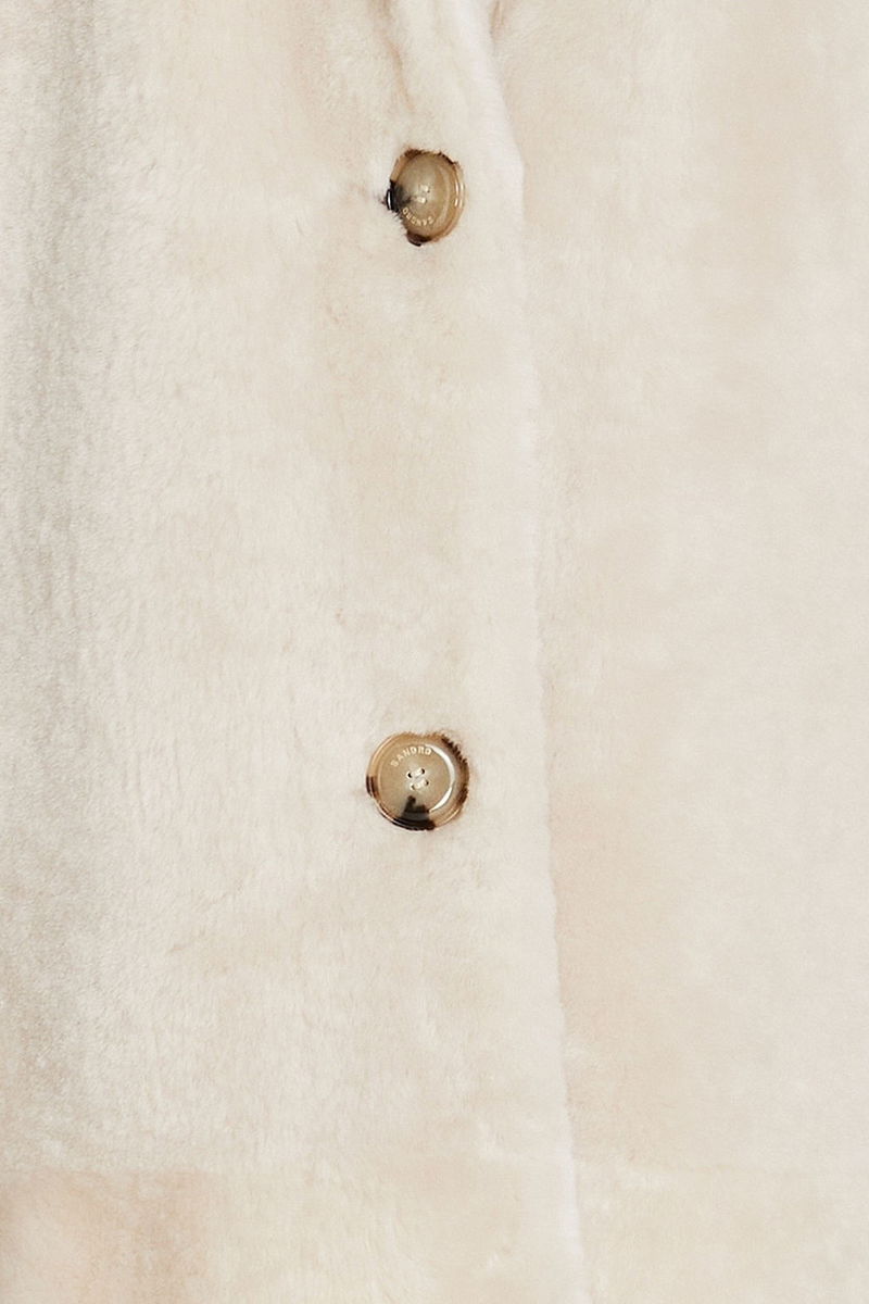 SANDRO Shearling Coat in Neutral | Endource