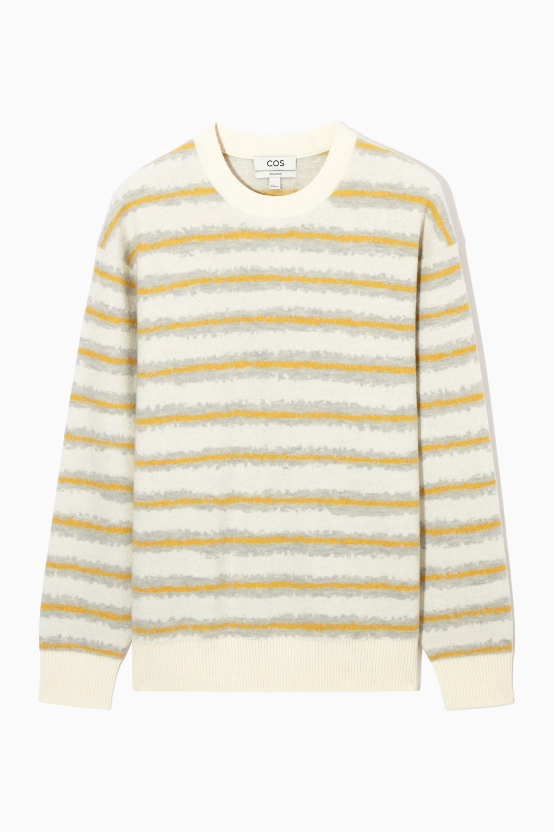 COS Striped Boiled-Wool Jumper in CREAM / STRIPED | endource