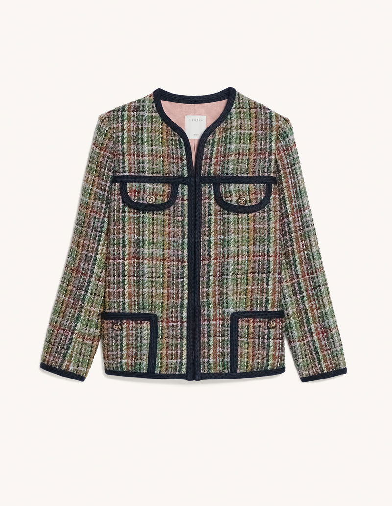 SANDRO Multicoloured Tweed Jacket in Multi-Color | endource