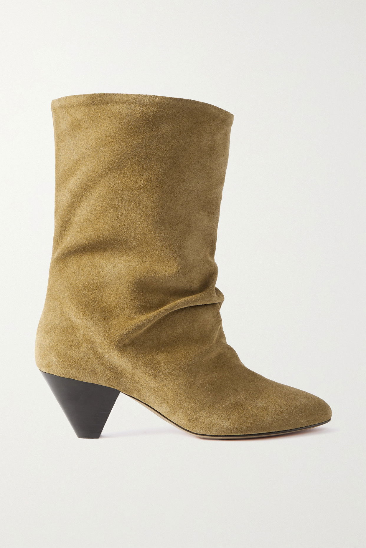 ISABEL MARANT Reachi Gathered Suede Ankle Boots in Brown | Endource