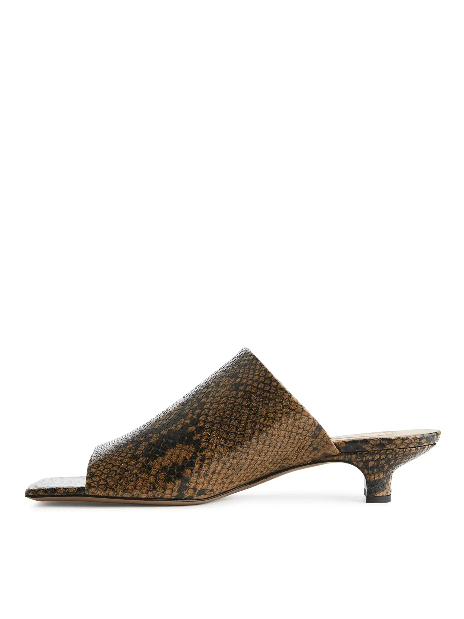 ARKET Square Toe Snake Mules in Brown | endource