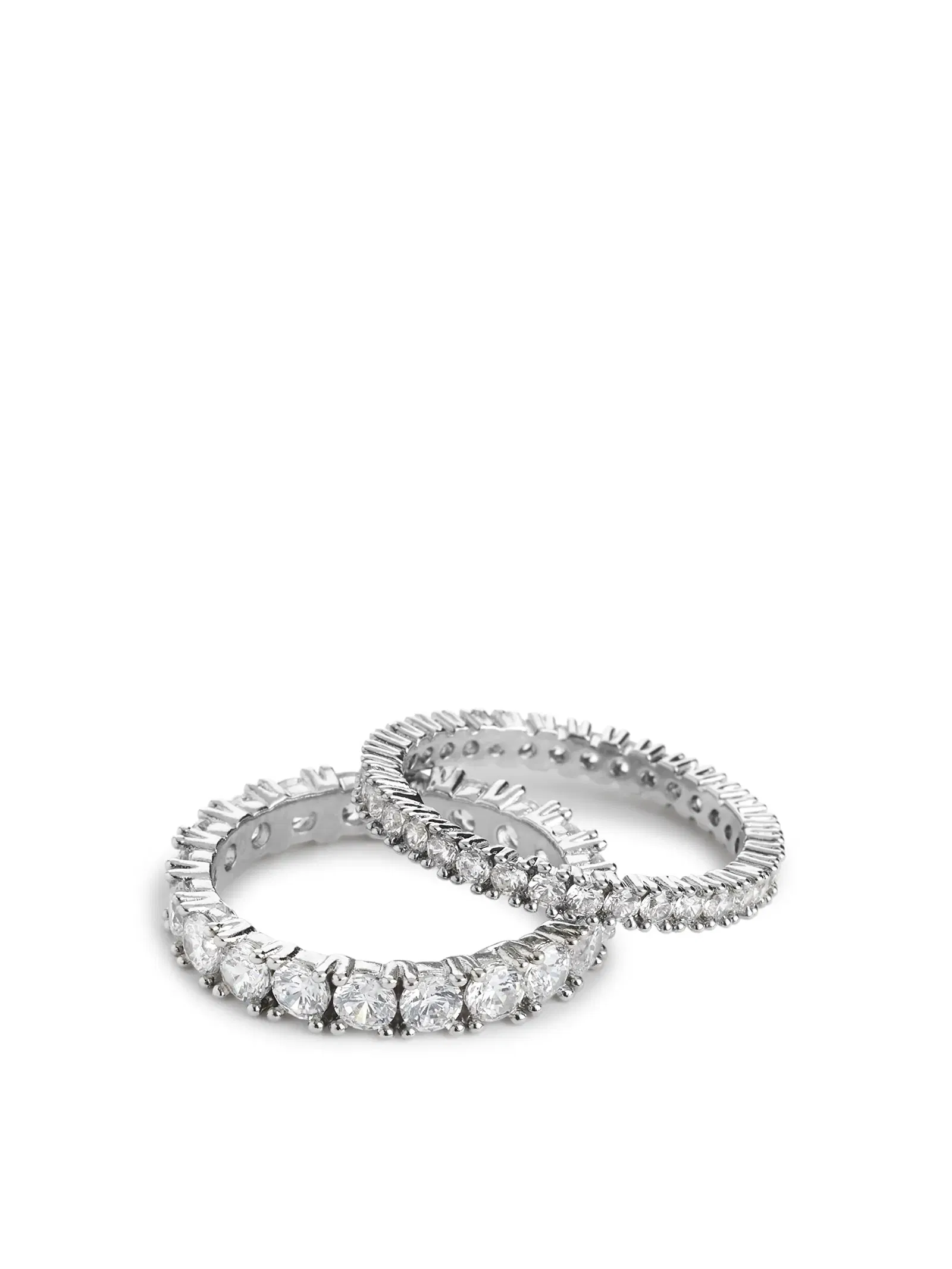 ARKET Rhinestone Pinky Ring Set of 2 in Silver | endource