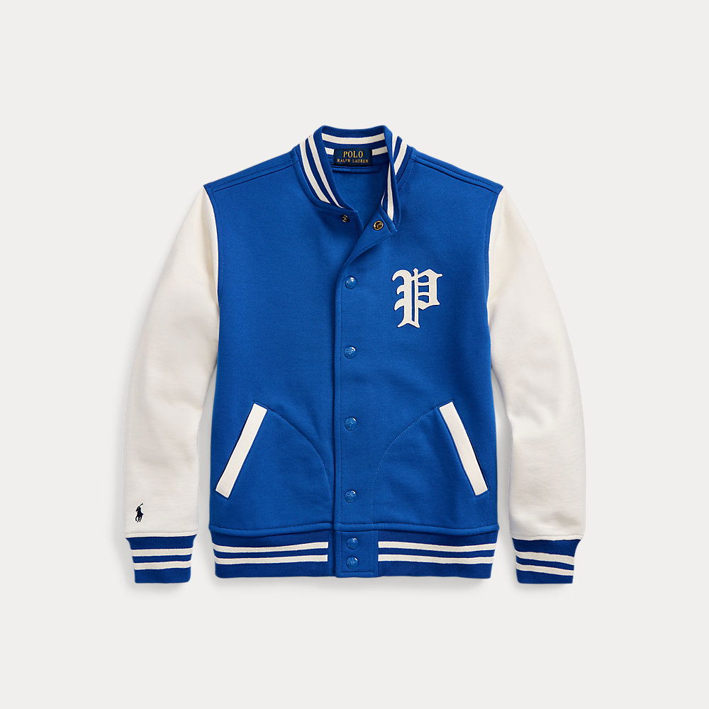 RALPH LAUREN Fleece Baseball Jacket in Blue | endource